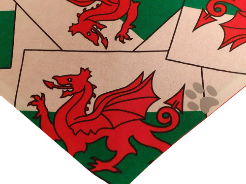 Welsh Flag Bandana with Reflective Paw Print | Rufus Ragz London