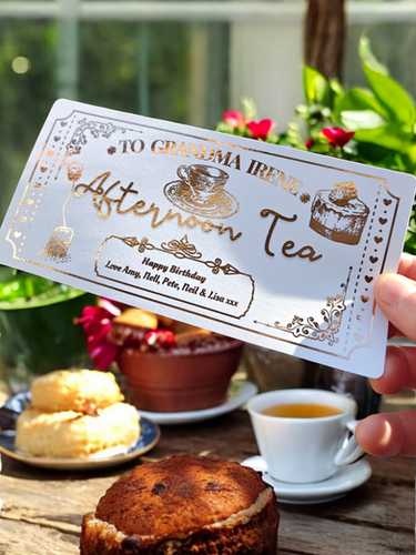 Afternoon Tea Foil Token Ticket Birthday Gift Idea Personalised | Rose ...