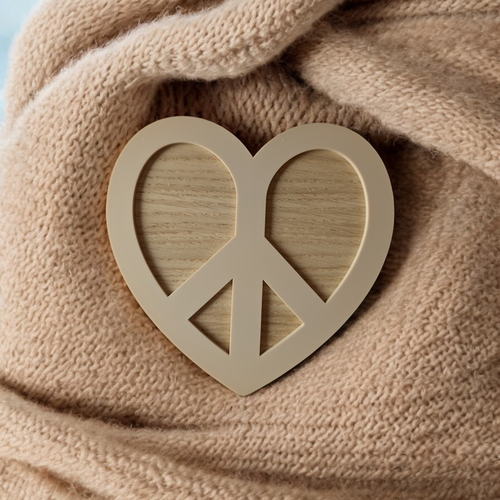 Personalised Heart Peace Sign - Unique Acrylic Decor on Oak Veneer Sign ...