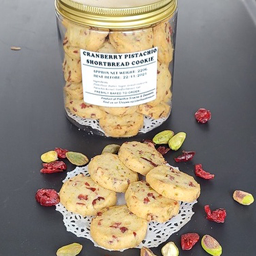 Cranberry Pistachio Shortbread Cookie (220g/bot) | Pianitos