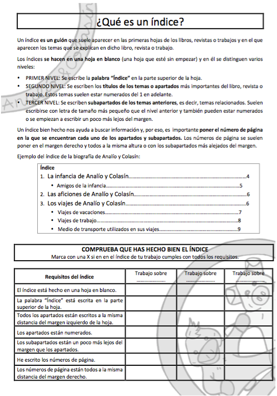 Aprendemos a hacer el índice de un trabajo.