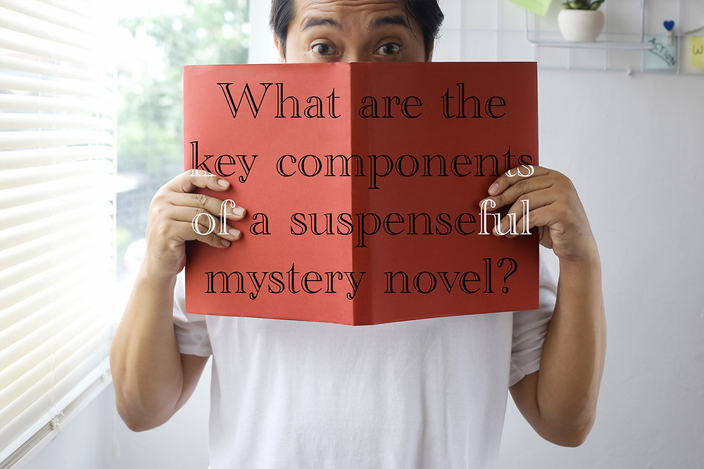 What are the key components of a suspenseful mystery novel?
