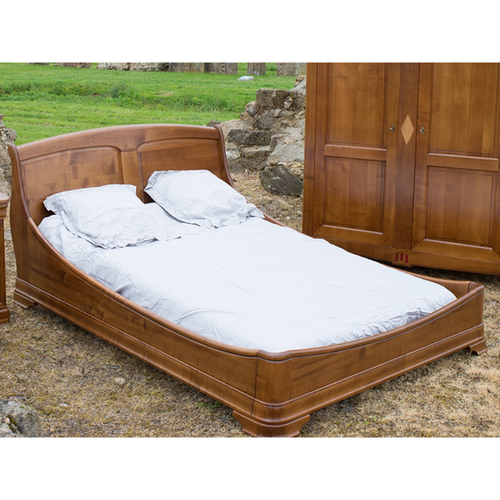 Lit socle FLAUBERT - merisier massif, 3 tailles | Maison Gontier