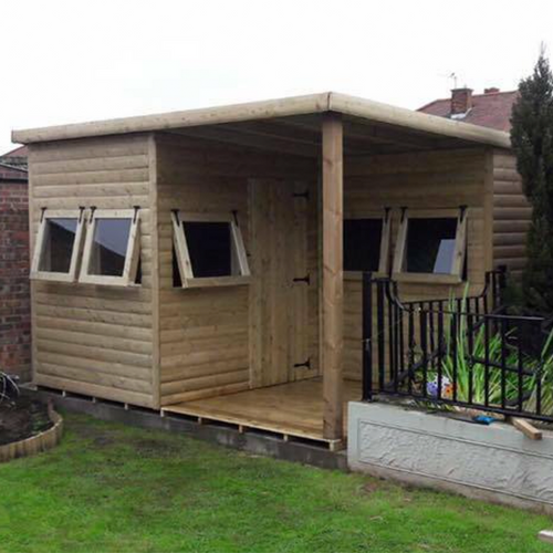 17' x 13' Fully Tanalised 19mm T&G Loglap L Shape Shed Opening Windows ...