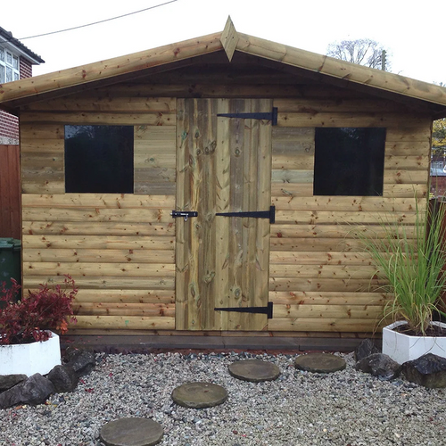 11' x 7' Fully Tanalised 19mm T&G Loglap Shed Reversed Apex + 18 ...