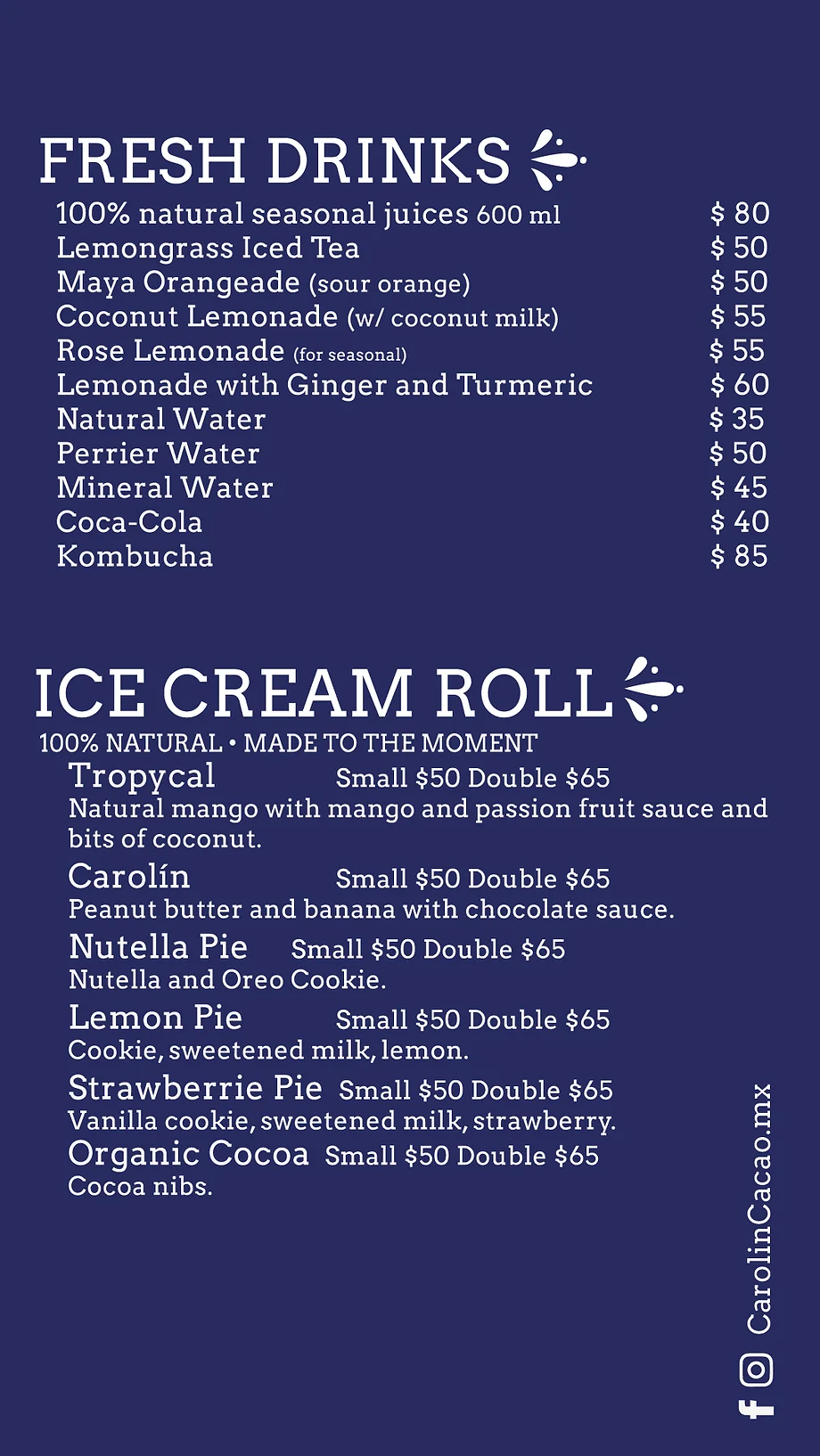 Menu Ingles | Carolincacao