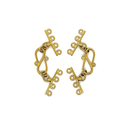 18k Solid Gold Four Spaced Hoops Toggle and Clasp Single piece | ESMÉ GEMS