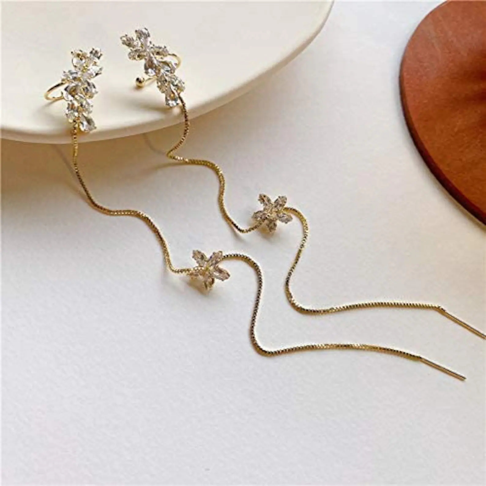 14k Gold Plated Lily Ear Cuff Threader Earring | ESMÉ GEMS