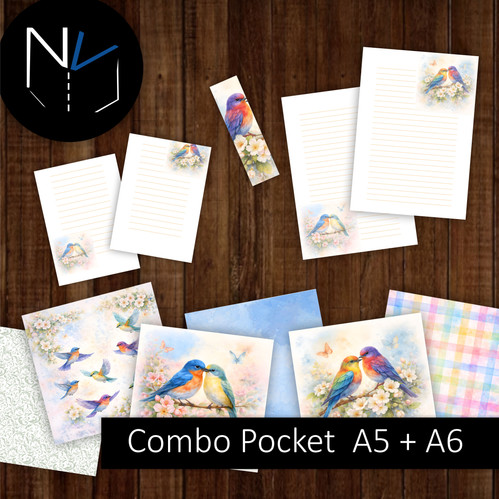 BIRDS | Kit Pocket - Miolos A5+A6 Papeis e Marcador - Col Jardins NV ...