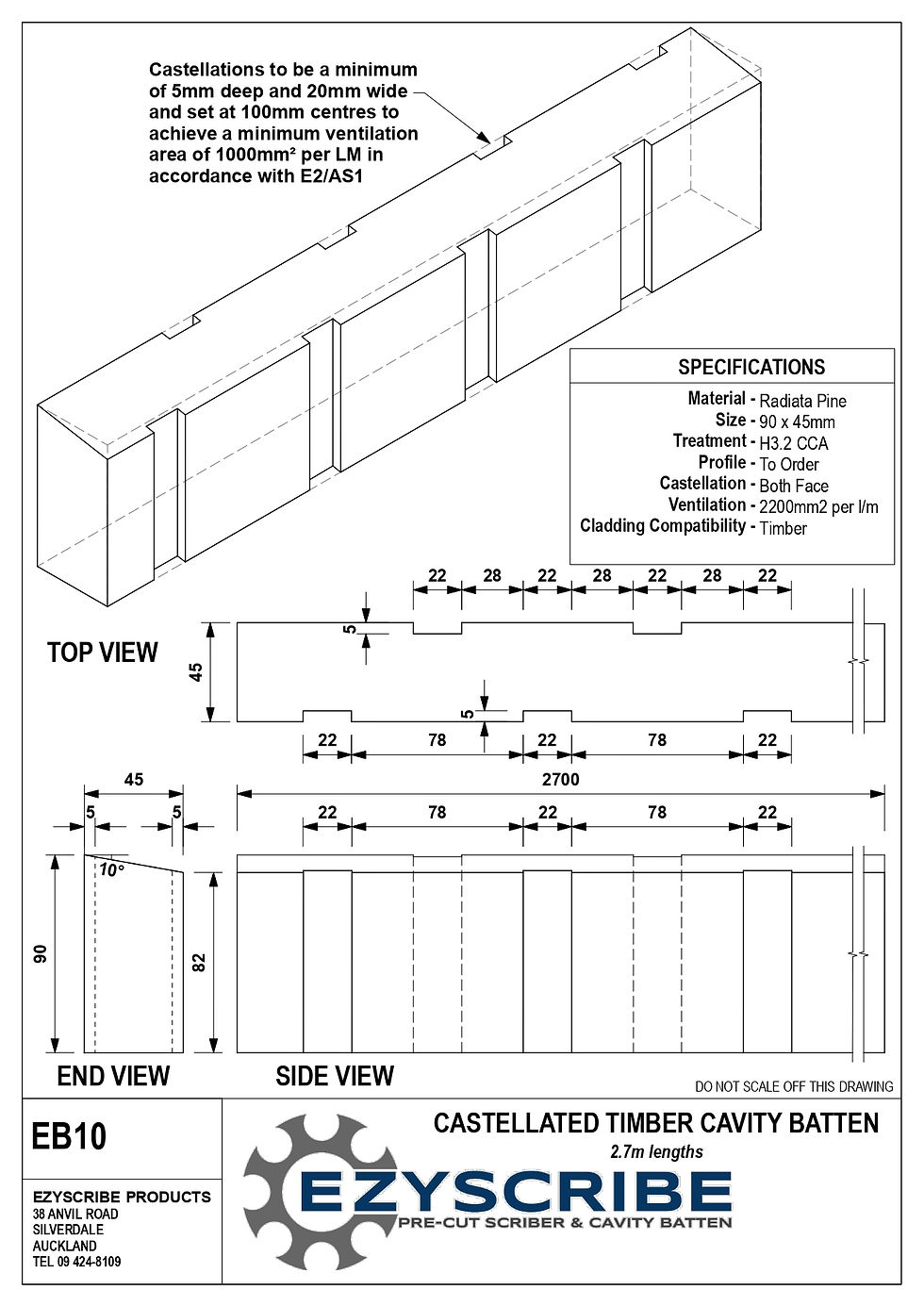 EB10 Cavity Batten | EZYSCRIBE