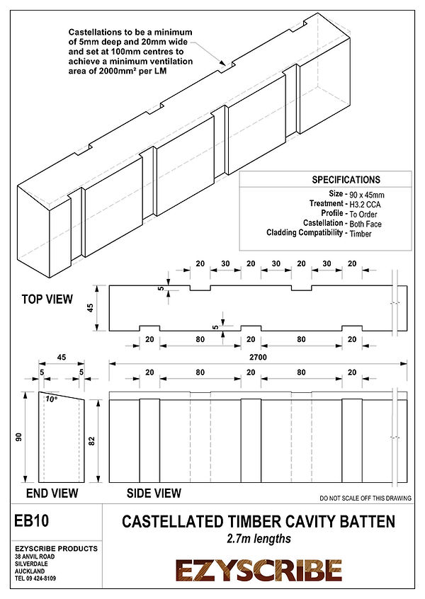 EB10 CASTELLATED TIMBER CAVITY BATTEN | ezyscribe