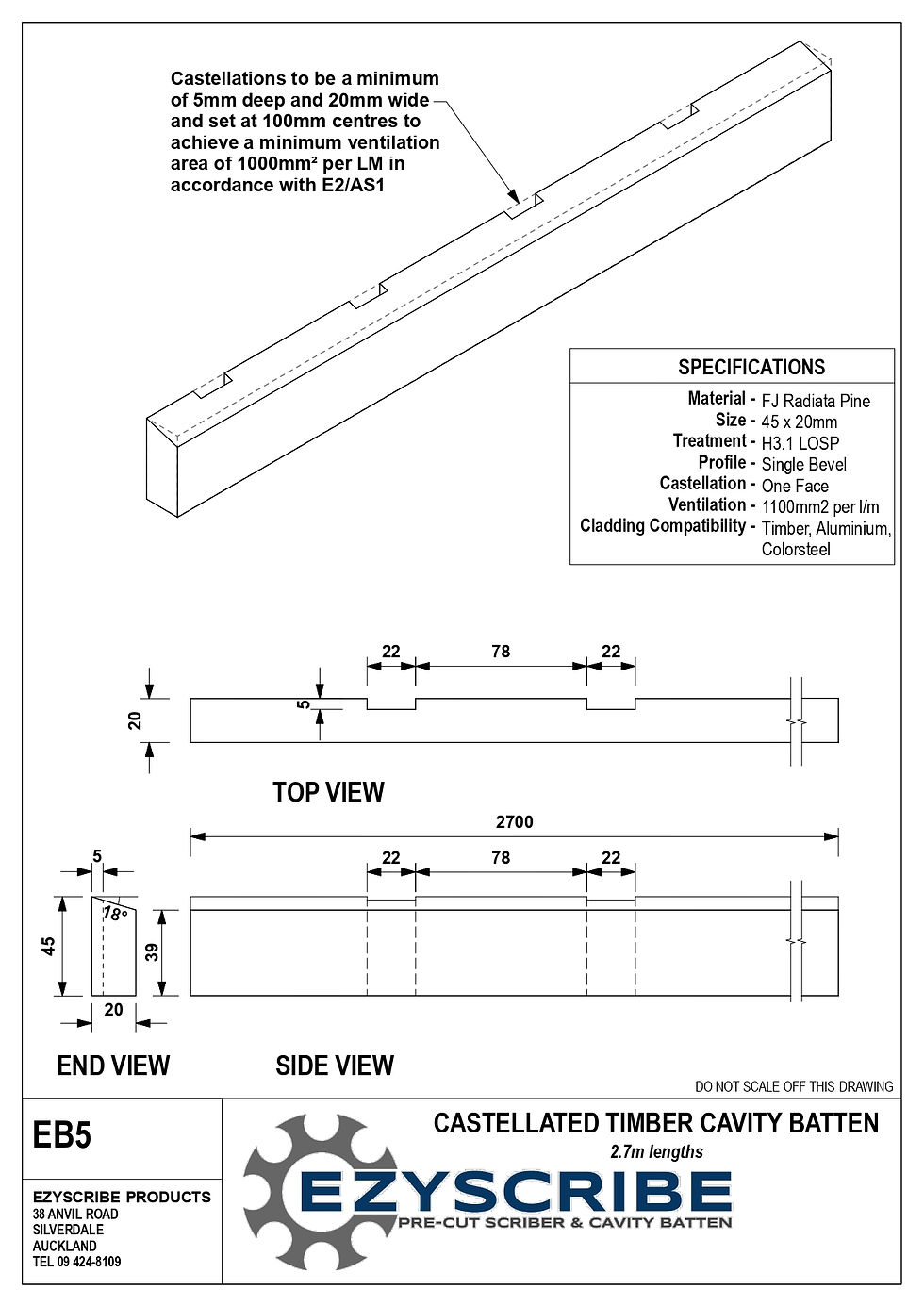EB5 LOSP Cavity Batten | EZYSCRIBE