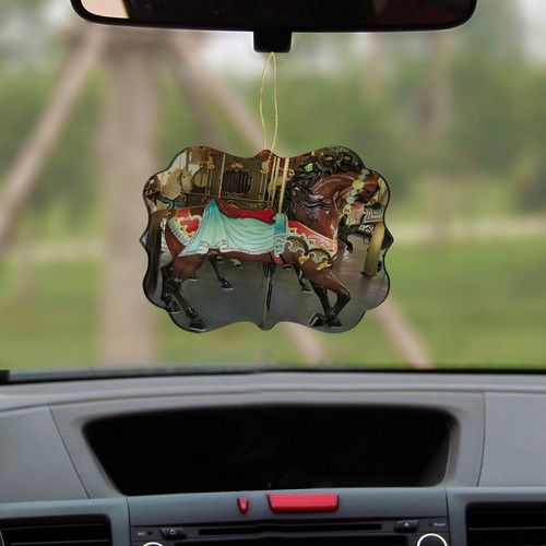 Lake Compounce Carousel Lead Horse Irregular Acrylic Pendant With Gold ...