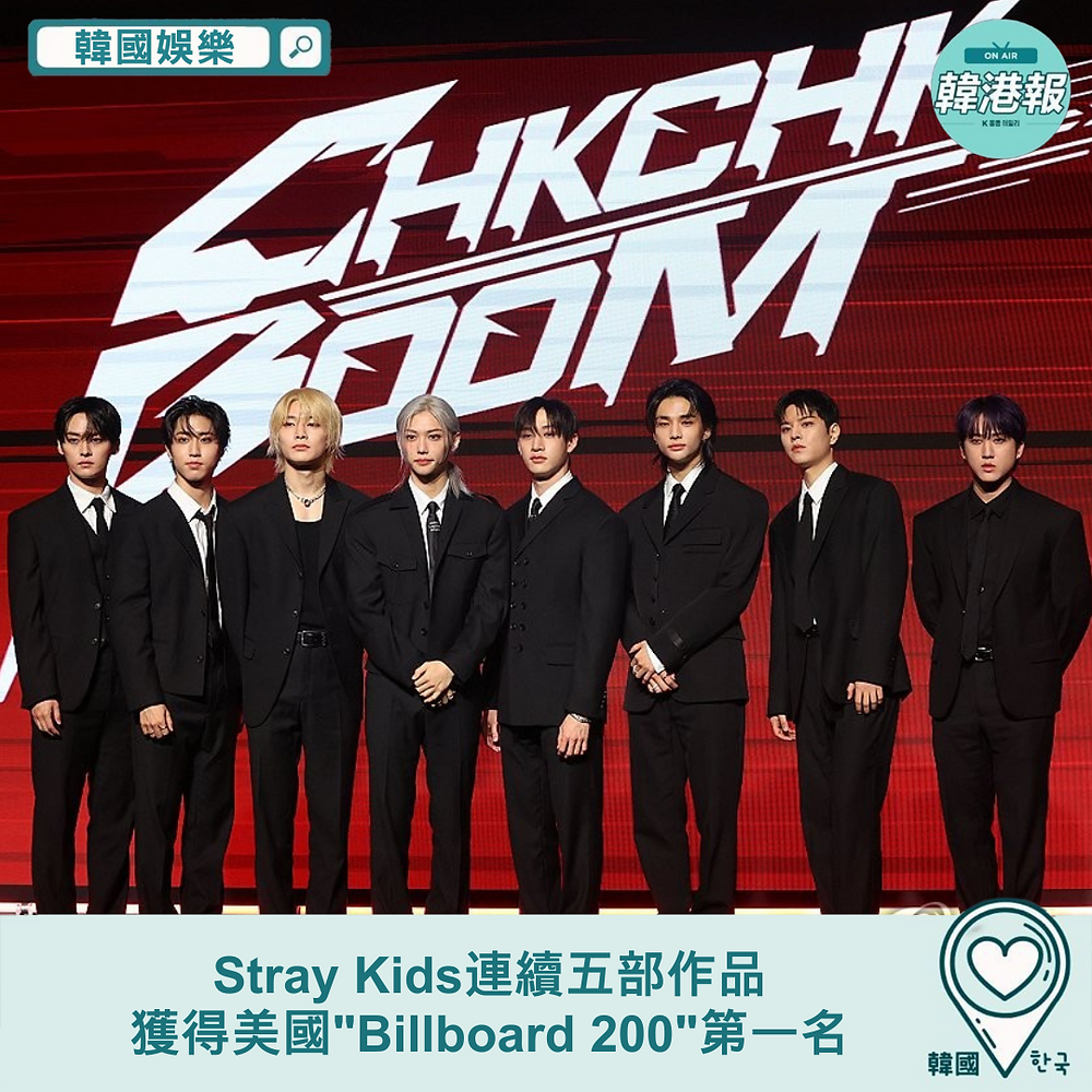 【韓國娛樂】Stray Kids連續五部作品獲得美國"Billboard 200"第一名