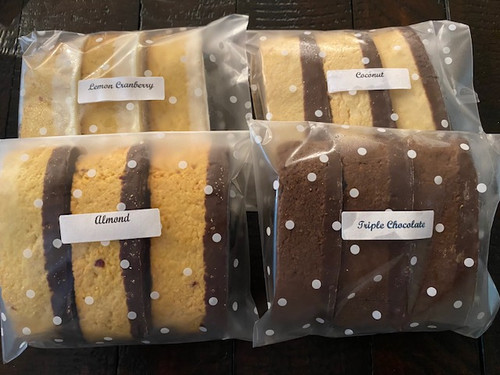 Dozen assorted dipped biscotti in packages of 3 | Grammy B S Biscotti