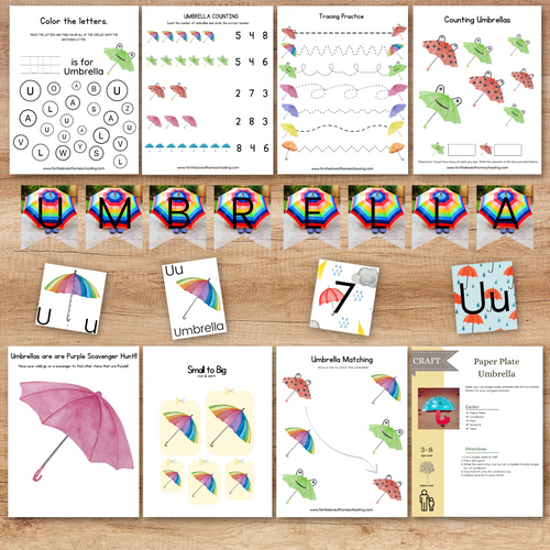 U is for Umbrella Early Learning Pack | FTL of Homeschooling