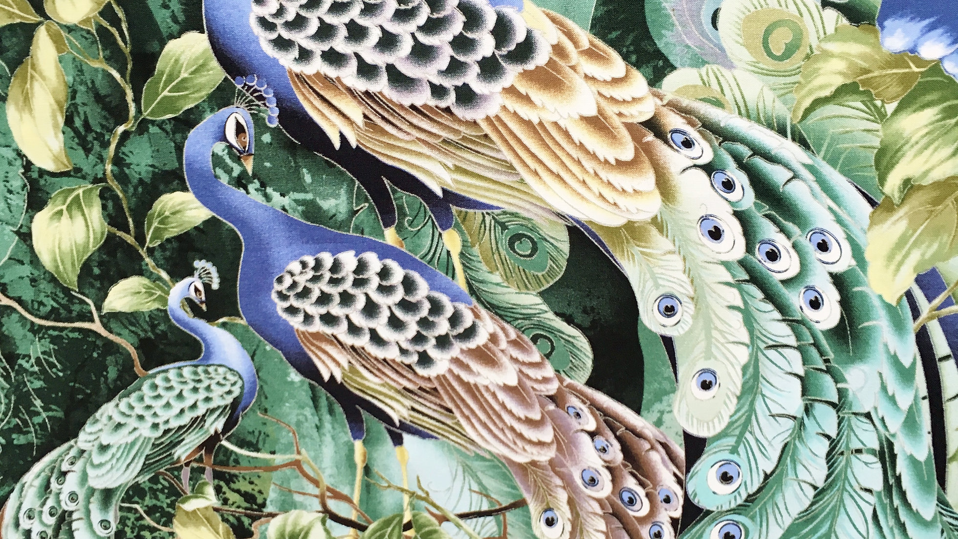 Peacocks fabric panel | website