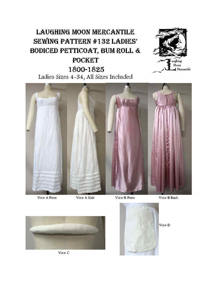 132 Ladies Regency Bodiced Petticoat, Bum Roll & Pocket | Laughing Moon ...