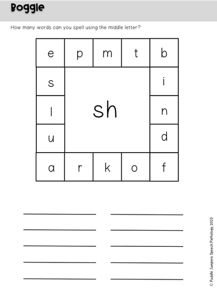 UFLI Small Group, Intervention, Homework | Puddle Jumpers Speech Pathology