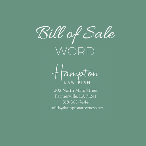 Bill of Sale PDF | Hampton Law Firm App