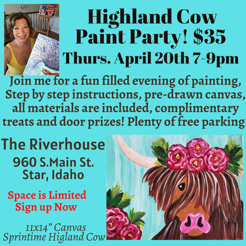 Springtime Highland Cow Paint Party ! | Loretta Barra