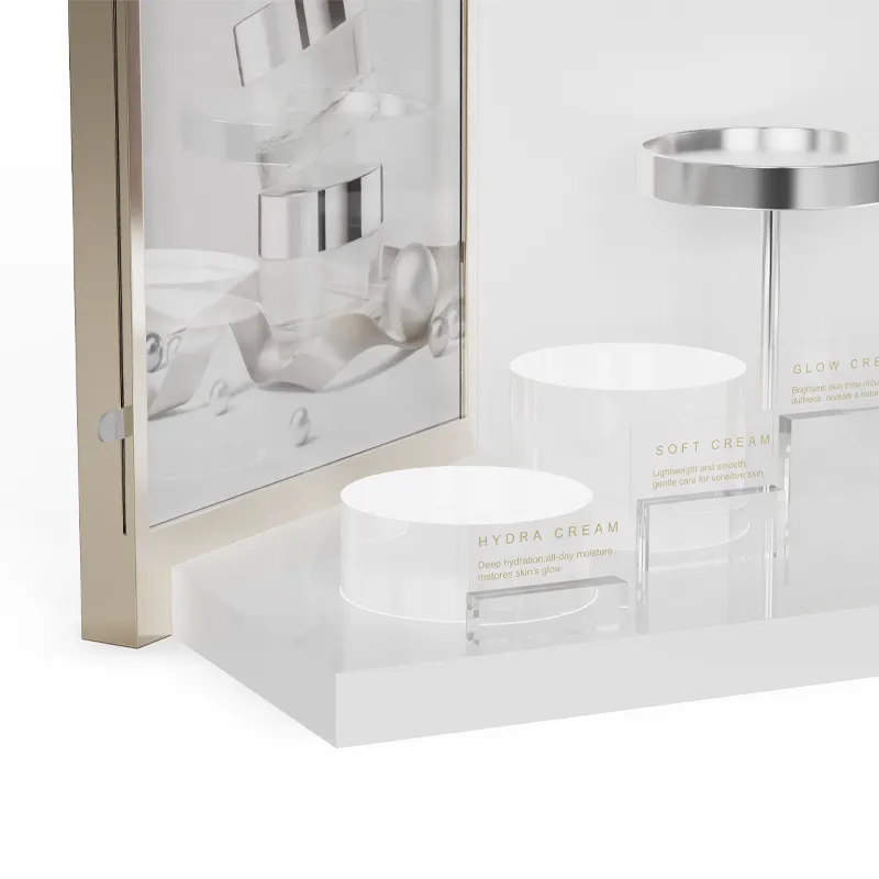 Cosmetic Jar Display Stand Countertop Display Panel with Poster | Caamatech