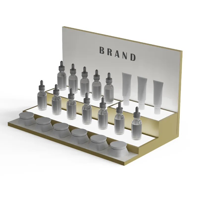 Tiered Skincare Prodcut Display Iluminated Display Stand with Charge ...