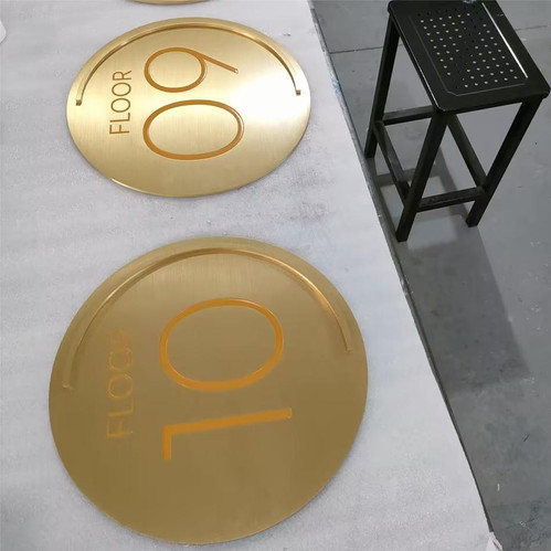 Brushed Brass Stainless Steel Directional Signs Building Directional ...
