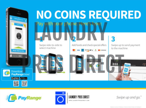 PAYRANGE - NO COINS REQUIRED POSTER SIGN 18"X24" | Laundry Pros Direct