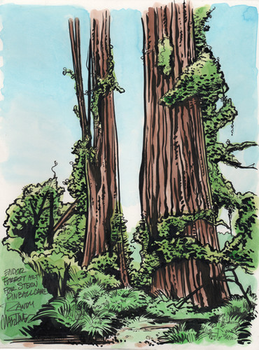Endor Trees -Original Art for Official Star Wars Game | Randy Martinez Art