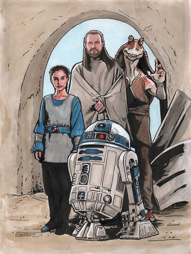 Padme, Qui-Gon Jinn, Jar Jar Binks, and R2D2 -Scholastic Books | Randy ...
