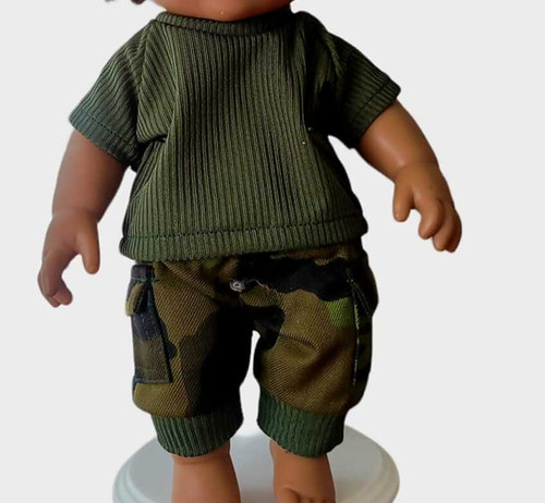 2-PIECE ARMY CAMO GREEN OUTFIT | It's Reuben Doll | UK shipping