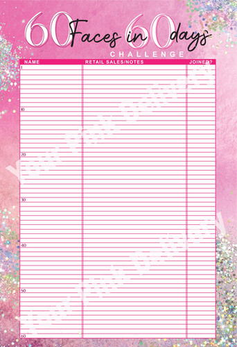 Poster - 60 Faces in 60 Days (with lines) | your-pink-delivery