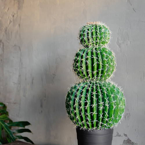 Realistic Large Cactus Artificial Plant 2.9ft. Tall with 3 Sphere Tiers ...