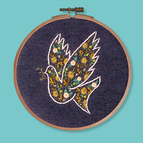 Floral Dove hoop art embroidery pattern PDF | Sewyeah Social Club