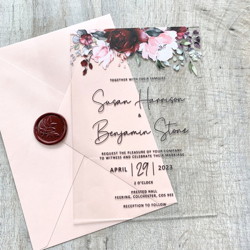Burgundy & Blush (Acrylic Wedding Invitation) | Pumpkin