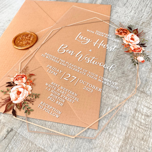 Autumn Ava (Acrylic Wedding Invitation) | Pumpkin