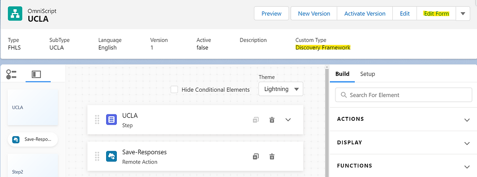 Building Form/Assessments Using Discovery Framework