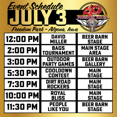 SCHEDULE | ABATE Freedom Rally