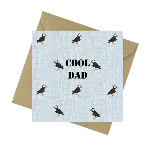 Greeting Card - Cool Dad - Birthday / Father's Day - Coastal Puffin ...