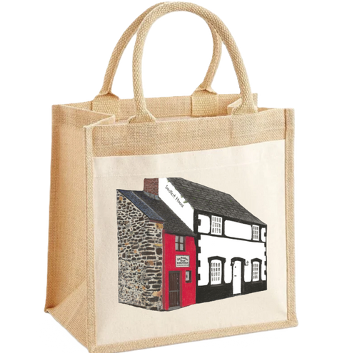 Jute Bag - 'Smallest House in Great Britain'- Conwy, Wales Design ...