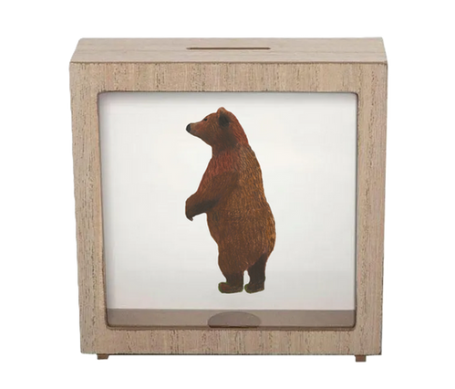 Wooden Money Box - Brown Bear - Wildlife Animal Design ...
