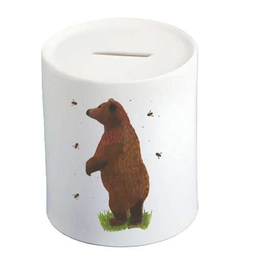 Ceramic Money Box - Brown Bear & Honeybees - Wildlife Design ...