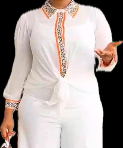 White 3 piece with stoned button strip | Vidanna