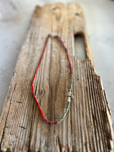 Venetian Trade Necklace / Red & Kingman | Dancing Blue Stone
