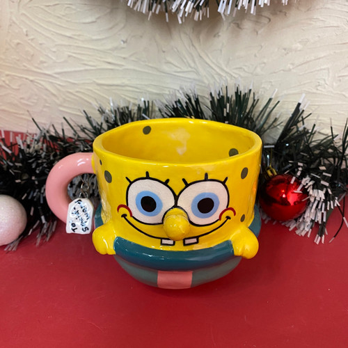 Spongebob Present to Squidward Mug Blue | Wildflower Pottery