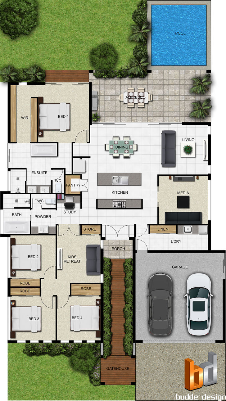 2D colour floor plan for a building company | 2D FLOOR PLANS HOUSES