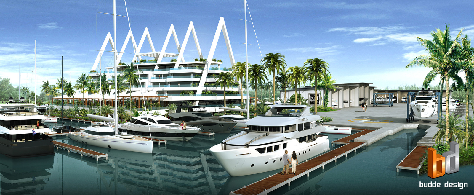 3D Rendering Boat Works Boat Marina, Coomera, Gold Coast QLD