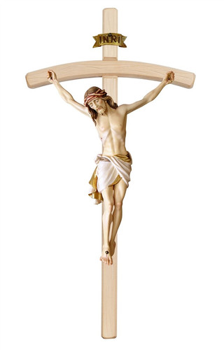 Pema Wall Crucifix Siena - Cross bend, Cloth white/gold | A Piece of Europe