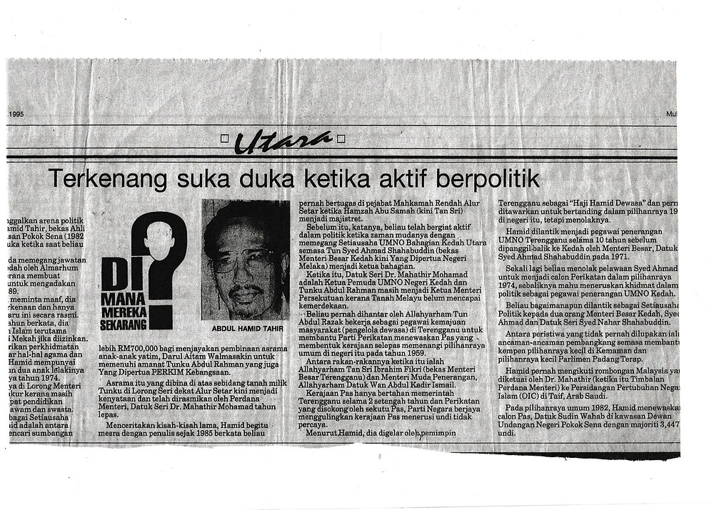 Surat Khabar Dato' Abdul Hamid Tahir 1995